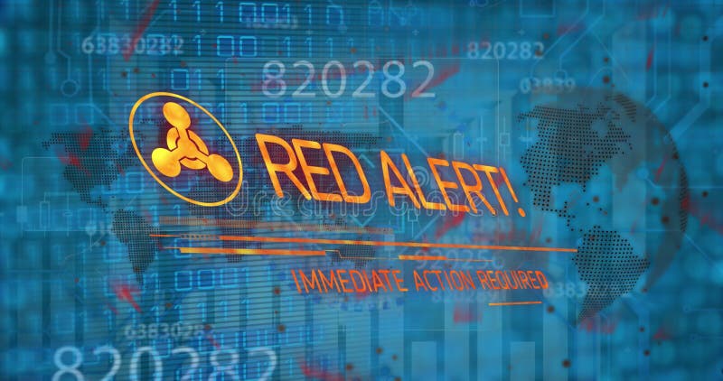 Animation of Red Alert Text Banner and Statistical Data Processing ...