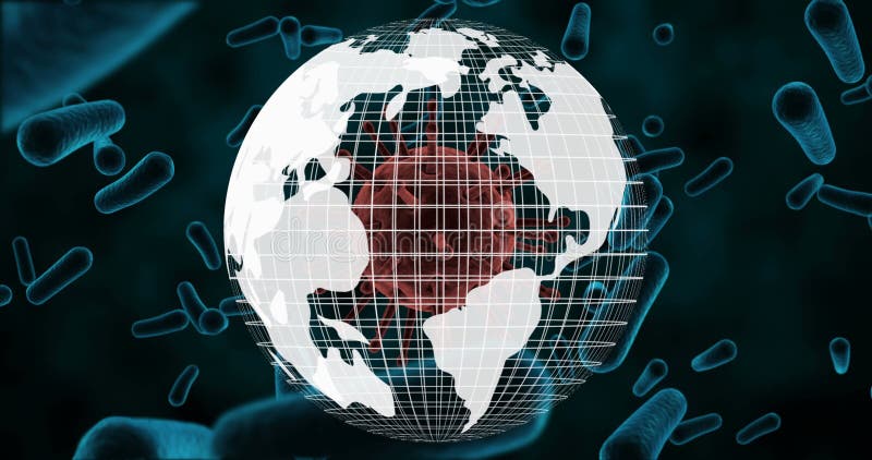 Animation of Red Blood Cell in Globe and Microscopic Bacteria Against ...