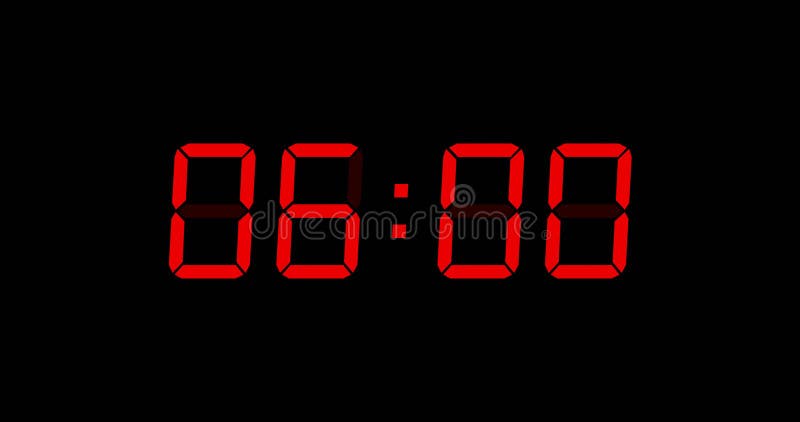 Animation of Red Digital Timer Changing on Black Background Stock ...
