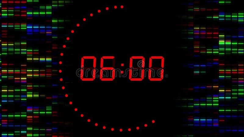 Animation of Red Digital Timer Changing with Dots on Black Background ...