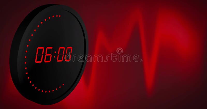 Animation of Red Digital Timer Changing with Dots on Black Circle and ...