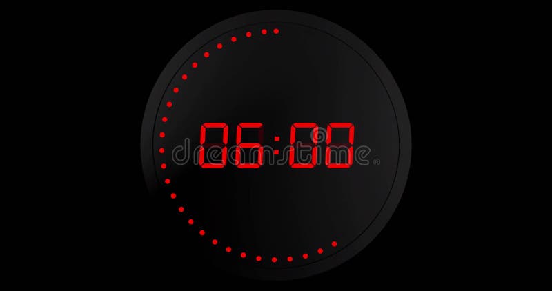 Animation of Red Digital Timer Changing with Dots in Circle on Black ...