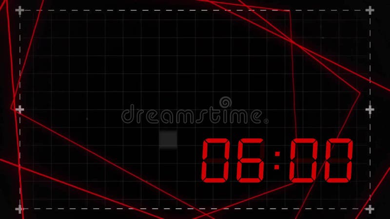 Animation of Red Digital Timer Changing with Lines on Black Background ...