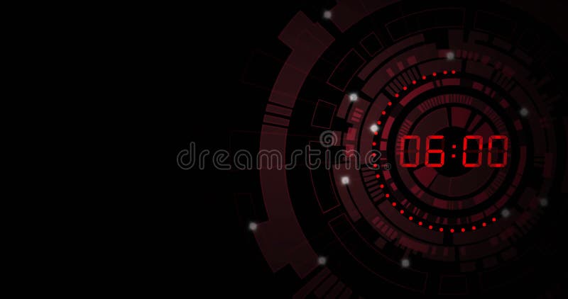 Animation of Red Digital Timer Changing on Red Circles Over Black ...