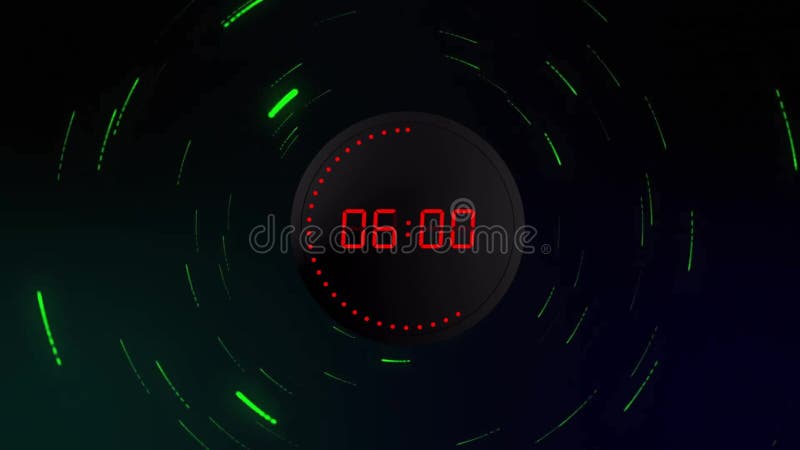 Animation of Red Digital Timer Changing with Red Dots on Black ...