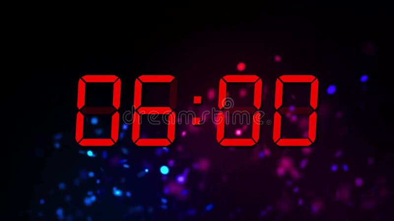 Animation of Red Digital Timer Changing with Spot Lights on Black ...