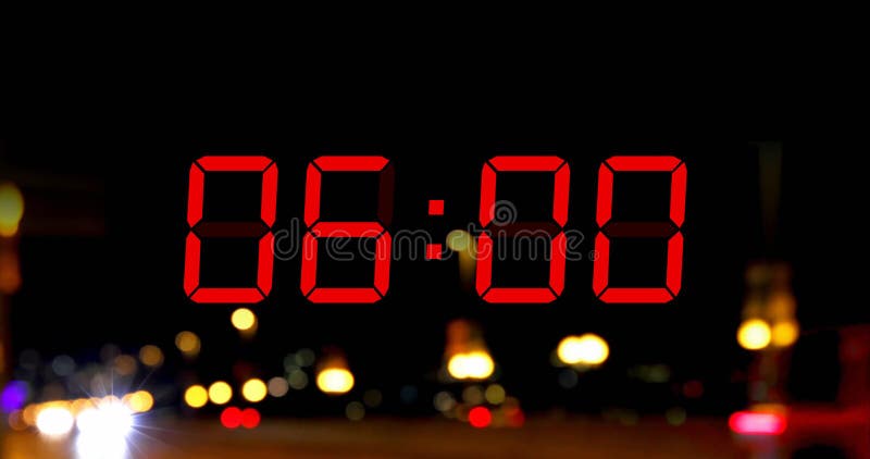 Animation of Red Digital Timer Changing with Traffic Lights on Black ...
