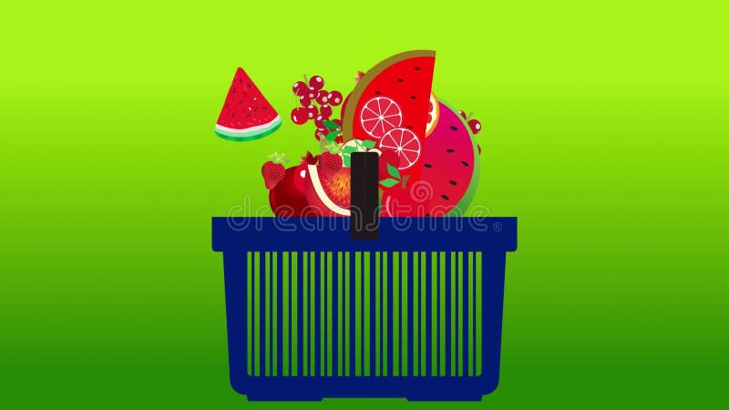 Animation with Red Fruits in a Basket Stock Footage - Video of icon ...