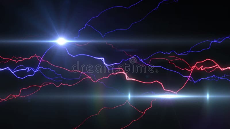 Animation of Red Particles and Moving Lights with Glowing Blue and Red ...