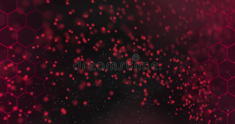 Animation of Red Particles Moving To Form Twisting Grid on Black ...