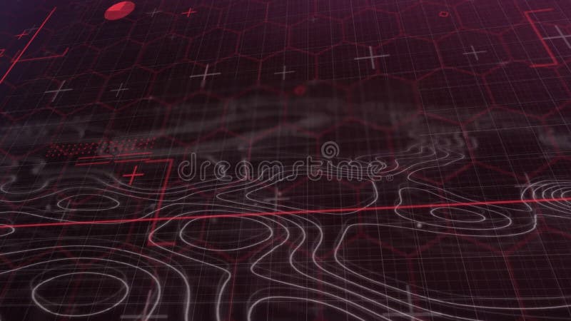 Animation of Red Scanner Scope Processing Over Moving Contour Lines on ...