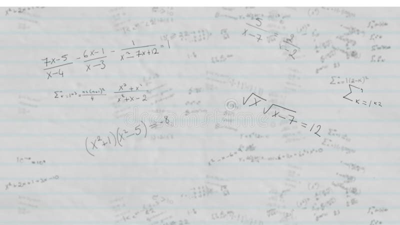 Animation of Red Shapes Over White Background with Math Formulas Stock ...