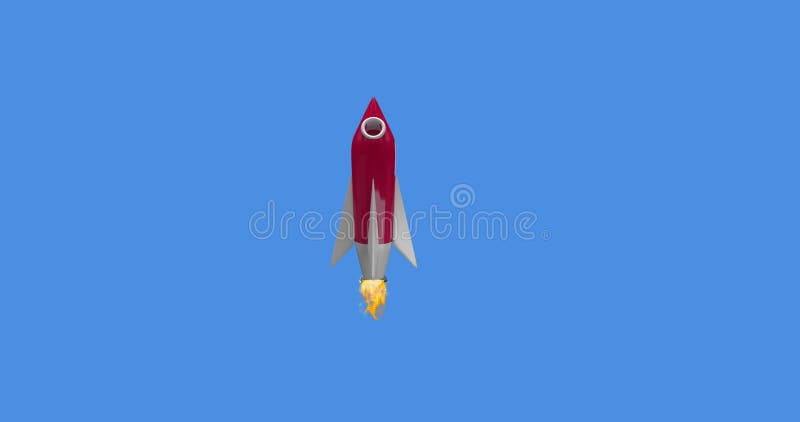 Animation of Red Spaceship Rocket Flying Up and Moving in Seamless Loop ...