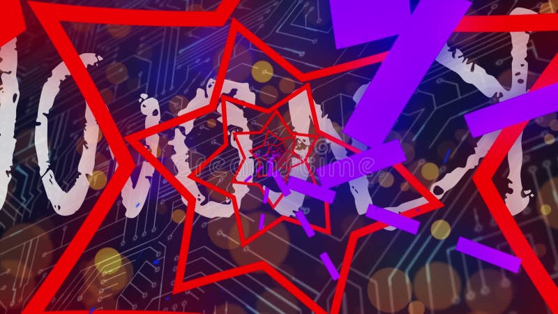 Animation of Red Stars and Letters Over Integrated Circuit Stock Video ...