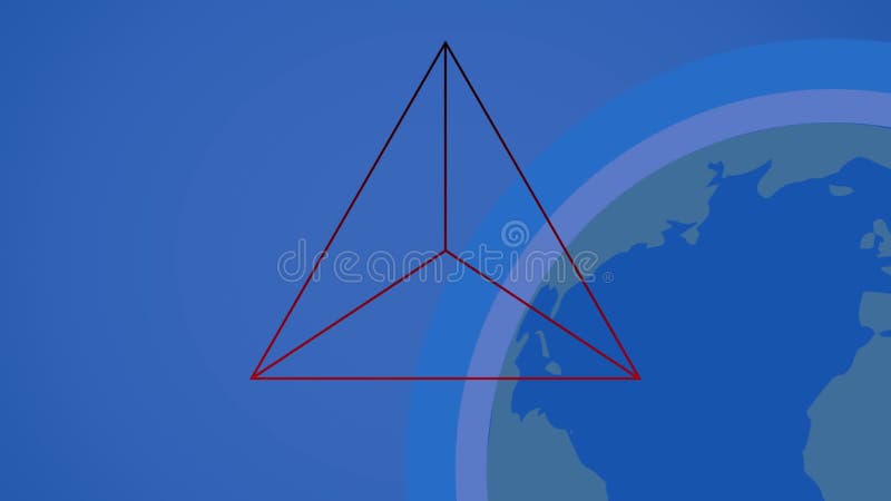 Animation of Red Triangle Over Blue Globe and Blue Background Stock ...