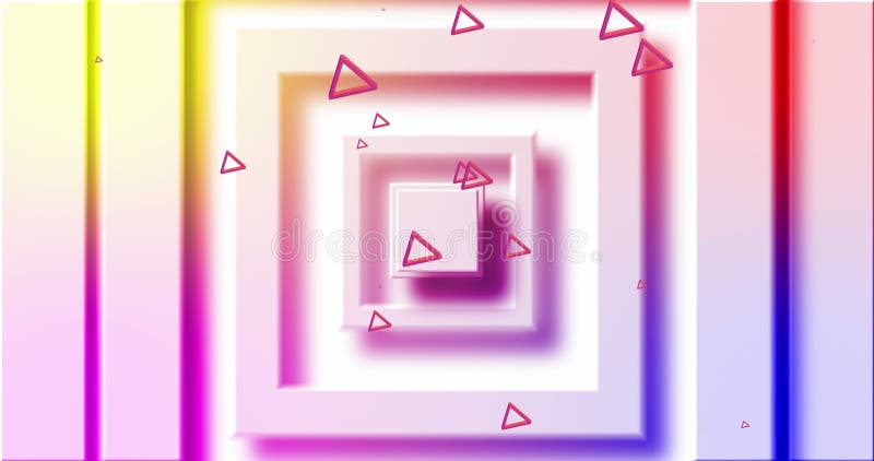 Animation of Red Triangles Falling Over Moving Concentric Squares with ...