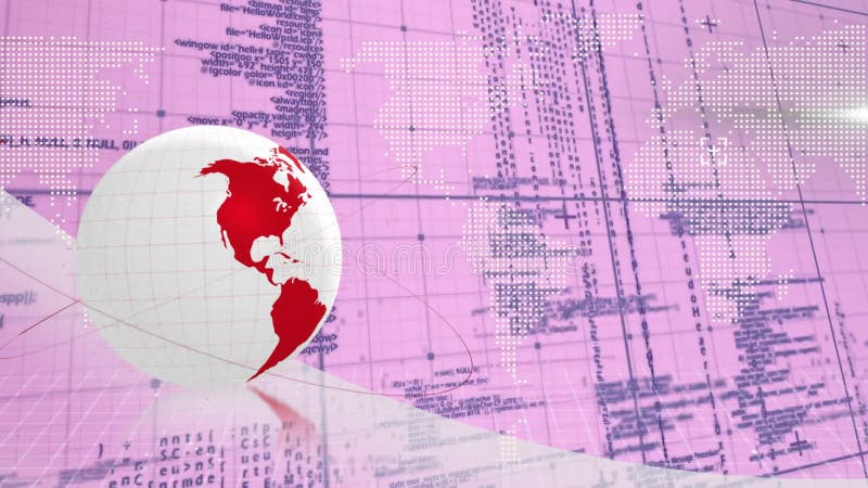 Animation of Red and White Globe Over Digital World Map with Coding Elements Stock Video - Video ...