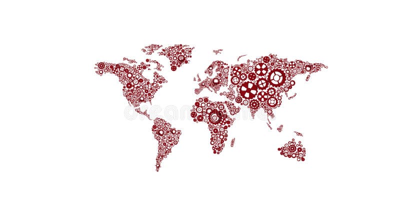 World Map. Formed by Individual Regions Falling from Top To Bottom on a ...