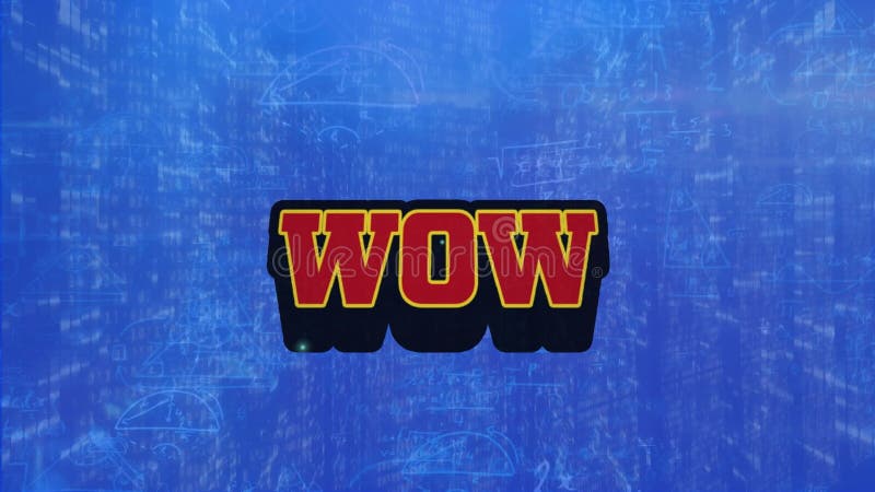 Animation of Red Wow Text with Explosive Vector Over Computer Language ...