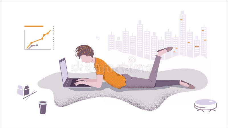 Animation of Remote Work at the Computer. Stock Video - Video of ...