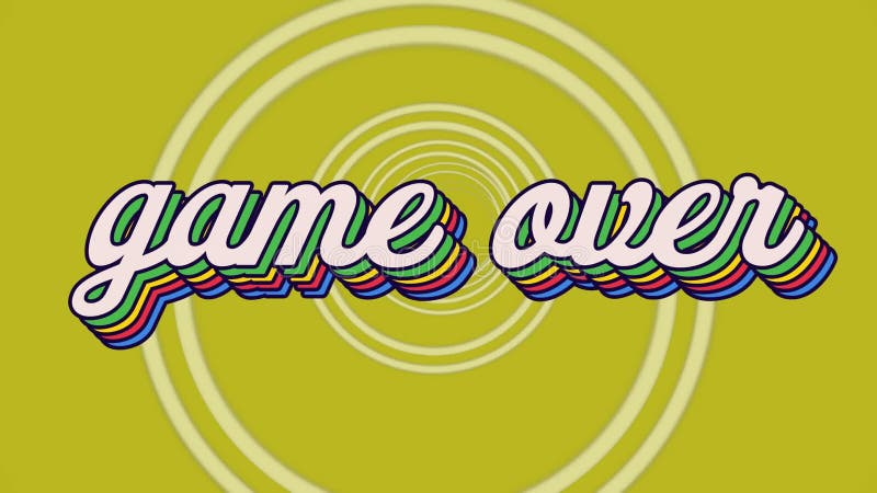 Animation of Retro Game Over Rainbow Text Over Multiple White Outlined ...