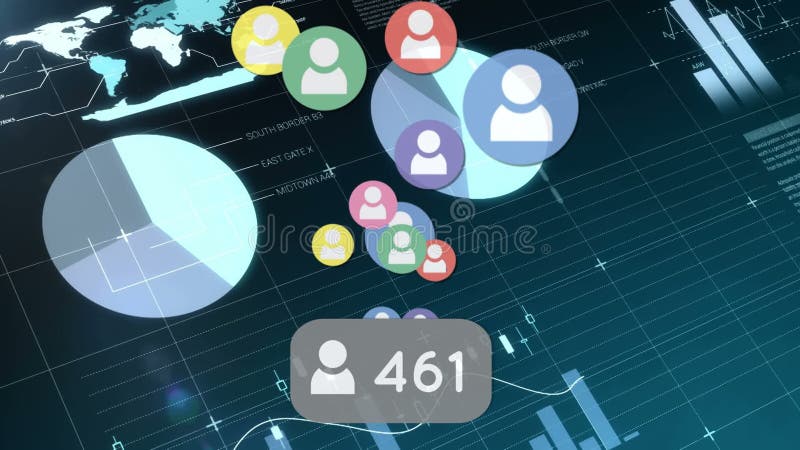Animation of Rising Number and People Icons Floating Over Interface ...
