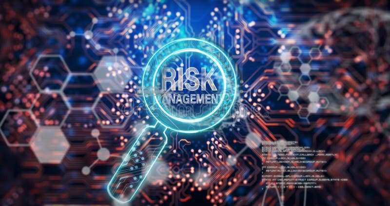 Animation of Risk Management Text Over Reading Glass and Data ...
