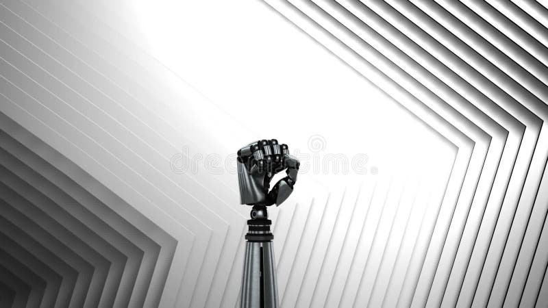 Animation of Robot Arm Over Moving Grey Hexagonal Surface Stock Footage ...