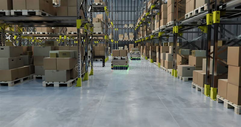 Animation of Robots and Drones Working in Warehouse Stock Footage ...