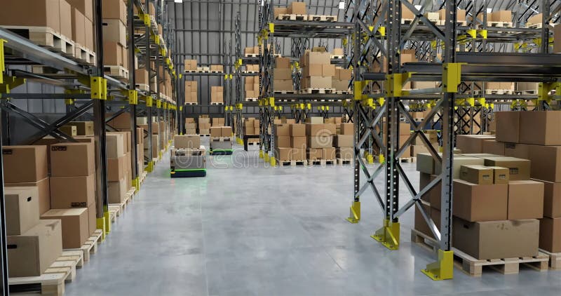 Animation of Robots and Drones Working in Warehouse Stock Footage ...
