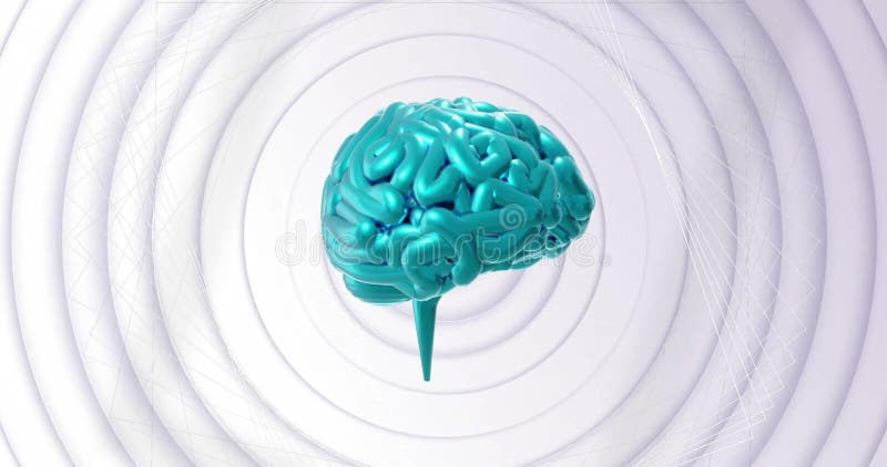 Animation of Rotating Blue Brain Over Concentric Rotating Grey Rings ...