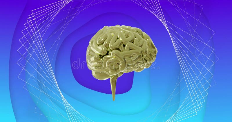 Animation of Rotating Brain Over 3d Network Structure on Abstract Blue Background Stock Footage ...