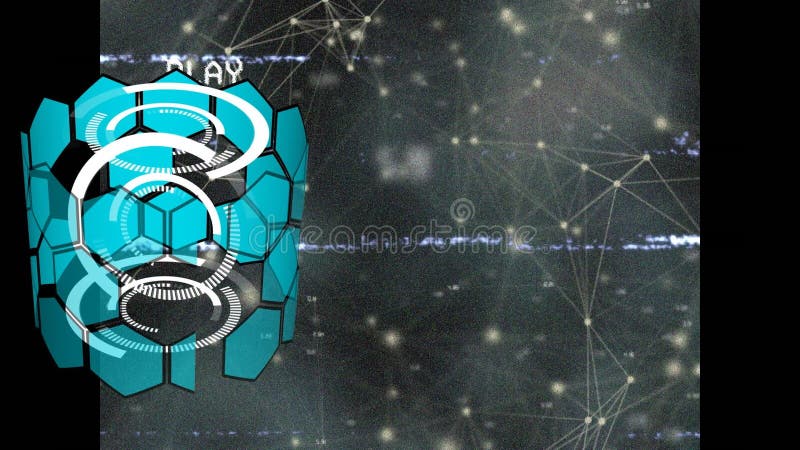 Animation of Rotating Circles and Hexagons Over Dark Screen Stock Video ...