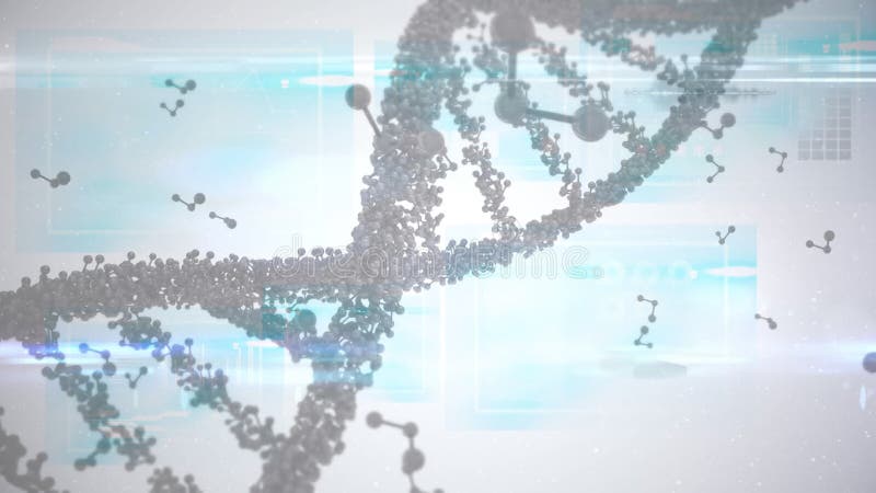 Animation of Rotating 3d Dna Strand, with Lights and Floating Molecular ...