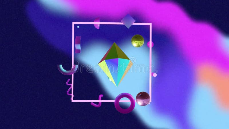 Animation of Rotating 3d Metallic Diamond and Spheres in Pink Frame ...