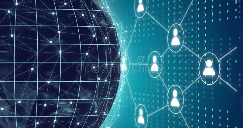 Animation of Rotating Global Network Over Network of People Icons on ...