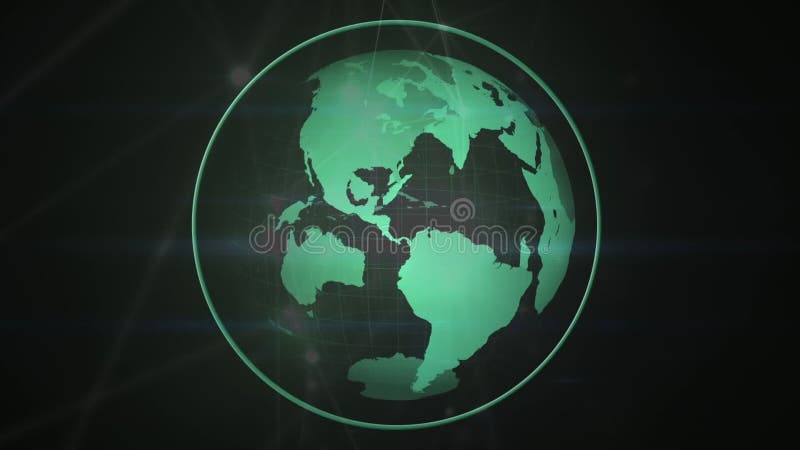 Animation of Rotating Globe in Circle and Connected Dots Over Black ...