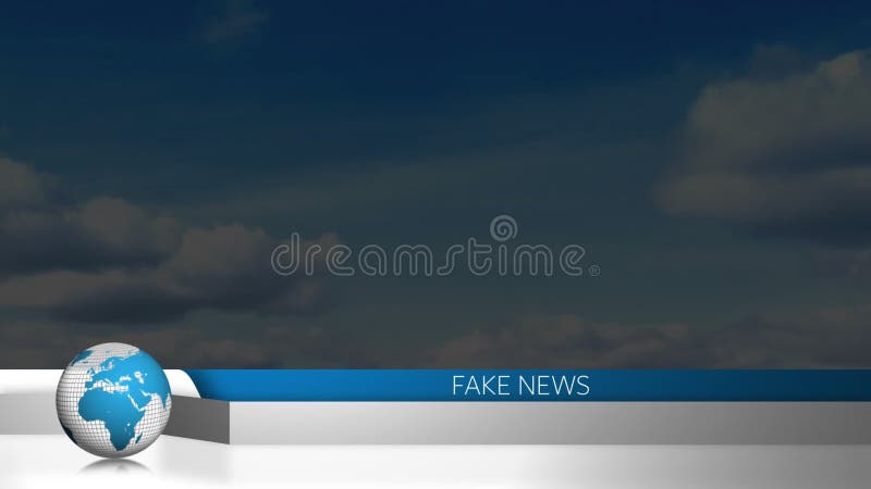 Animation of Rotating Globe and Fake News Text Against Cloudy Sky in ...