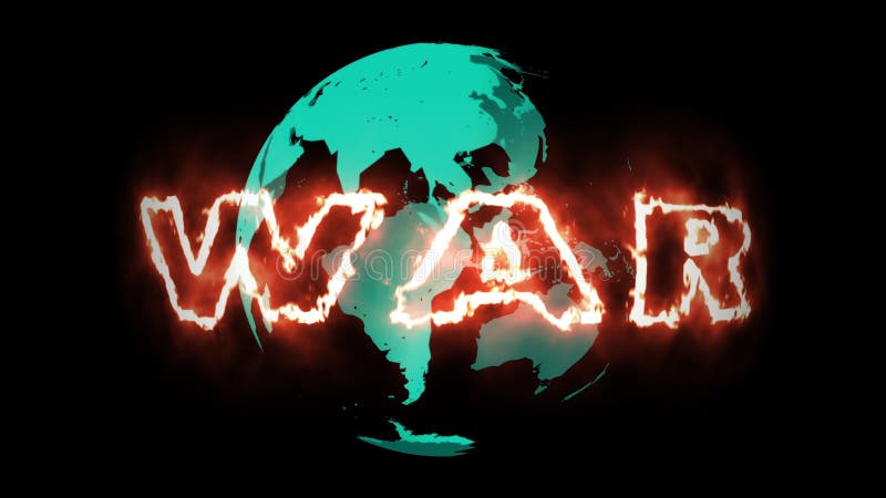 Animation Planet Earth with Fire Text War Stock Footage - Video of sign ...