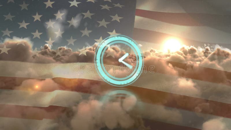 Animation of Rotating Safe Lock with Clock Hand Over American Flag ...
