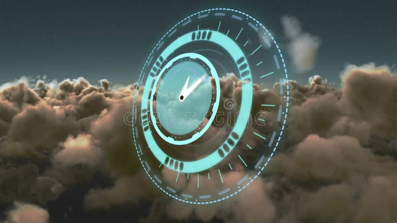 Animation of Rotating Safe Lock with Clock Hand Over Clouds Stock ...