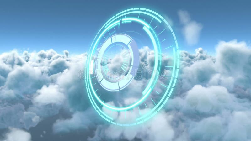 Animation of Rotating Safe Lock with Clock Hand Over Clouds Stock Video ...