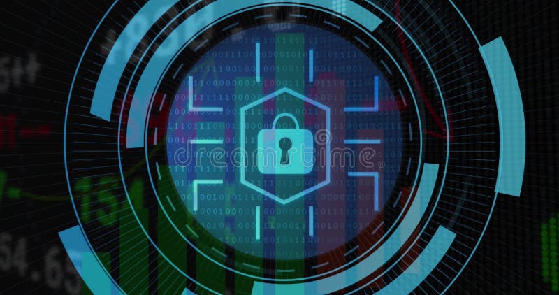 Animation of Rotating Security System Over Caucasian Male Basketball ...