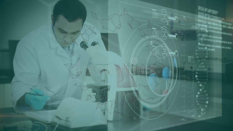 Animation of Rotating Shapes Over Screen with Scientific Data and ...