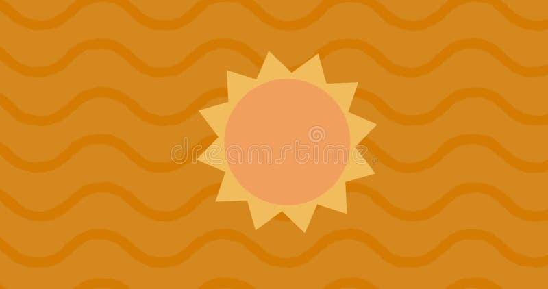 Animation of Rotating Sun Moving in Seamless Loop Over Waves on Orange ...