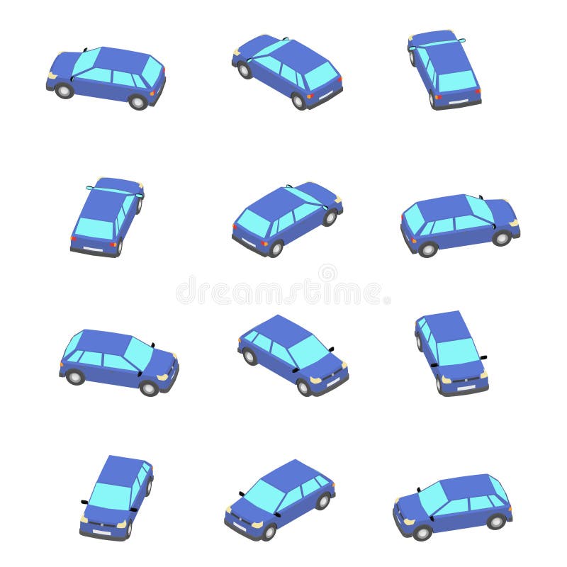 Animation of the Rotation of the Car in Isometric View. Stock Vector ...
