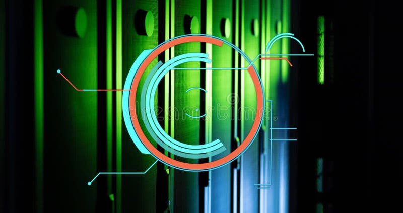 Animation of Round Scanner Against Computer Server Room Stock Video ...