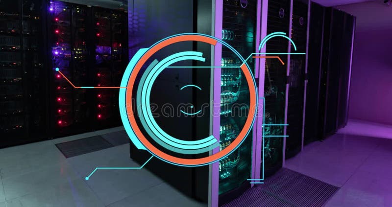 Animation of Round Scanner Against Computer Server Room Stock Video ...