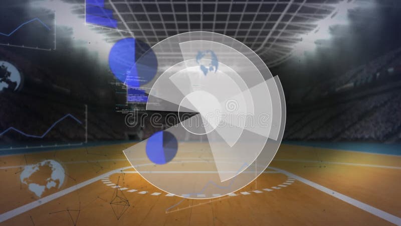 Animation of Round Scanner and Data Processing Against Empty Basketball ...
