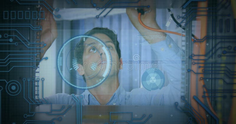 Animation of Round Scanner and Data Processing Over Caucasian Male ...